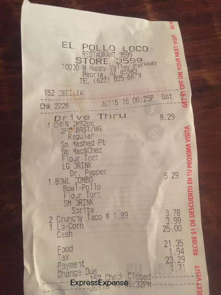 Receipt For Food That We Didn T Actually Receive For Fast Food This